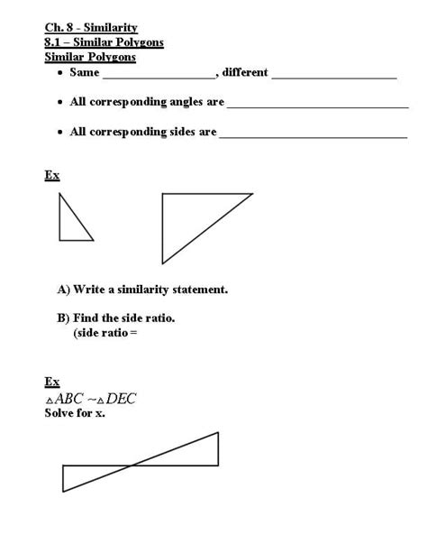Geometry Big Ideas Ch 8 Notes And Warm Ups Similarity By Lubbe Math