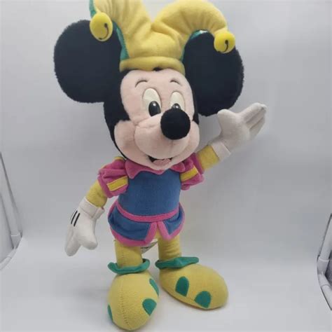 Mickey Mouse Jester Soft Toy Disneyland Paris Vintage Stuffed Cuddly