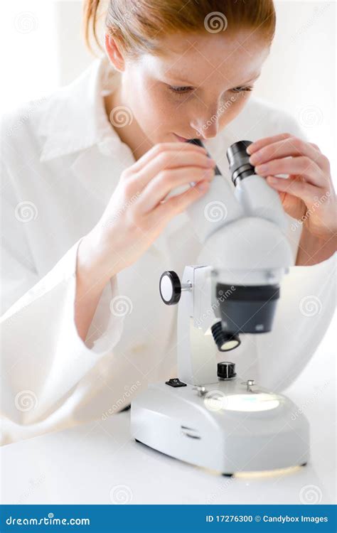 Microscope Laboratory Woman Medical Research Stock Photo Image Of Coat Healtcare 17276300