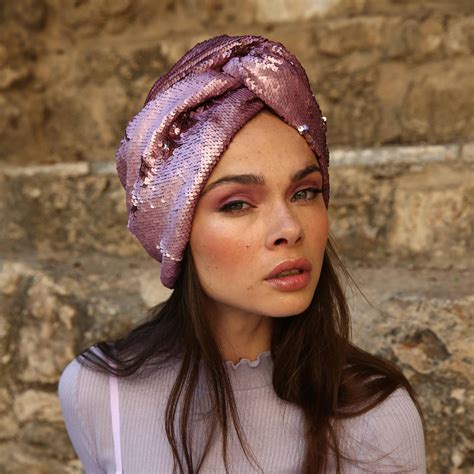 Sequin Fashion Turban Vintage Turban Stripped Turban Hat Beaded