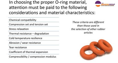 O Ring Material Selection The Madison Group