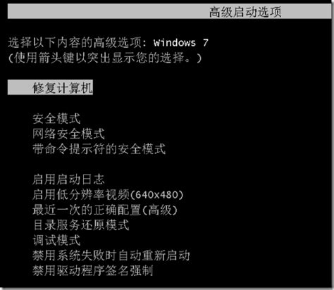 Win7 在启动时按 F8 出现修复计算机选项图解 绿色资源网