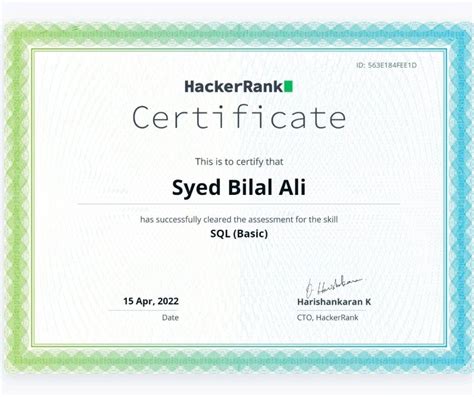 Syed Bilal Ali On Linkedin Hackerrank Startedsql Sql