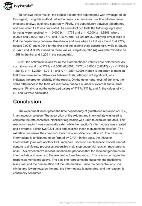 Chemical Experiment Of Reduction Of Chromium Vi 706 Words Report