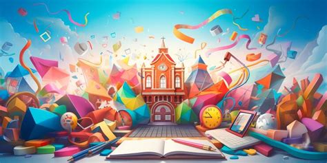 Premium Ai Image Dynamic Back To School Background With A Burst Of Colorful Geometric Shapes