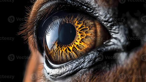 Horse Eye Showing Golden Iris And Pupil Reflecting Light 57365899 Stock