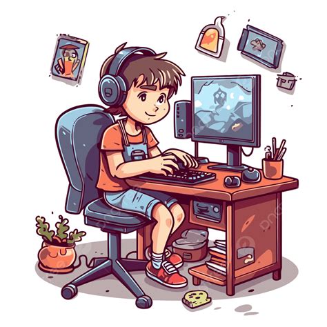 Cartoon Playing Computer