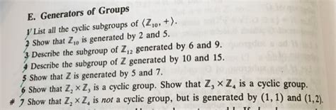 Solved Generators Of Groups List All The Cyclic Subgroups