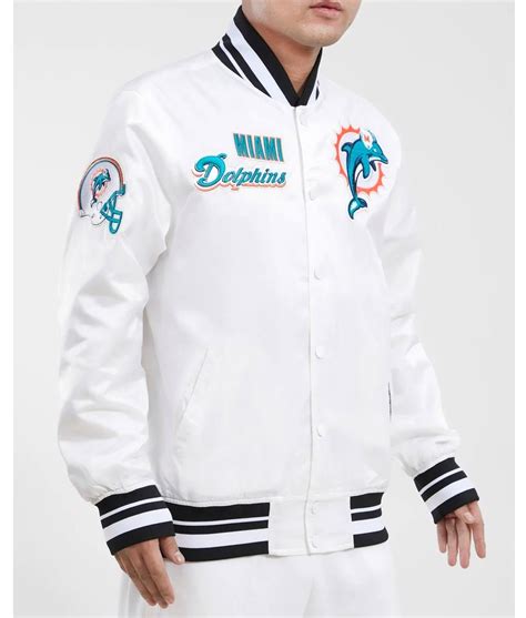 Nfl Satin Miami Dolphins Retro Classic Rib Jacket