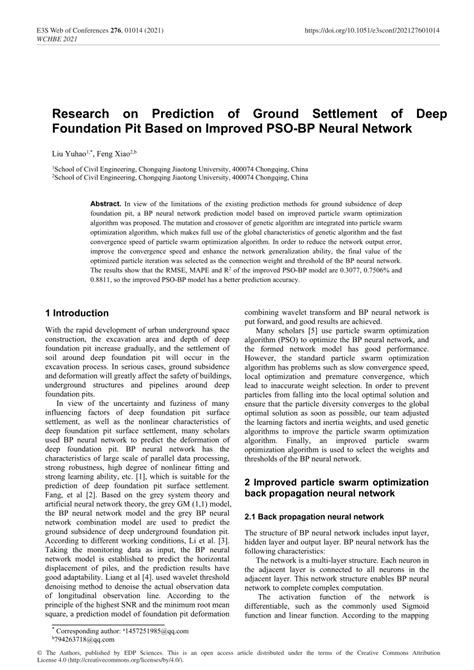 Pdf Research On Prediction Of Ground Settlement Of Deep Foundation