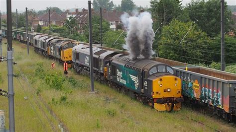 Class 37 Clag 37716 66429 37402 And 66424 Depart Holgate Sidings