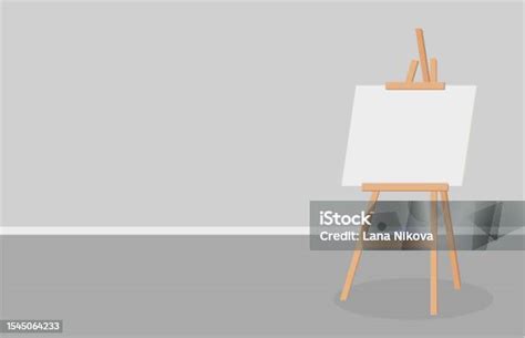 빈 흰색 캔버스가 있는 사실적인 페인트 책상 나무 이젤과 도화지 한 장 벡터 그림입니다 0명에 대한 스톡 벡터 아트 및 기타 이미지 Istock