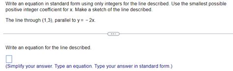 Solved Write An Equation In Standard Form Using Only Chegg