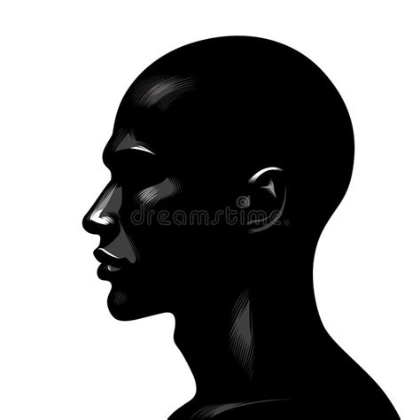 A Minimalist Black And White Vector Silhouette Of A Man S Side Profile