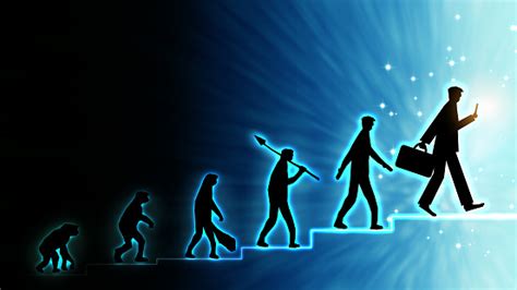 미래의 진화는 직원의 노동을 사물의 인터넷으로 바꾸어 Ai 로봇 컴퓨터 인간을 대체하는 기술 변환 디지털 혁신 세대는 사업가 의 일자리를 방해 디지털화에 대한 스톡 벡터