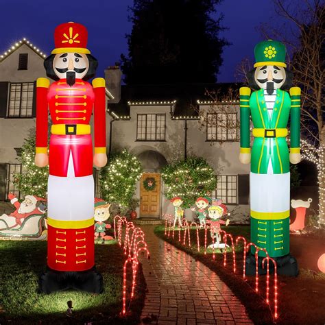 Lenwen 2 Pcs 8 Ft Christmas Inflatable Nutcracker Large