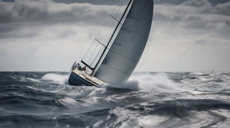 Sailboat Racing Along The Ocean In Choppy Waters Background Pictures