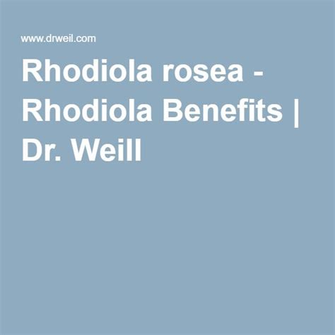 Rhodiola Rosea Rhodiola Benefits
