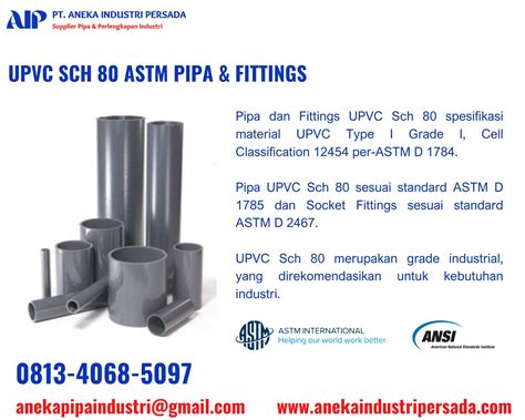 Pt Aneka Industri Persada Upvc Sch 80 Astm Pipa Dan Fittings Pipa Dan Fittings Upvc Sch 80
