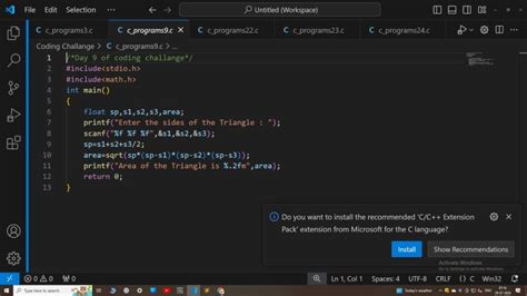 Hitesh Kumar On Linkedin Calculating The Area Of Triangle Using Herons Formula In C Language