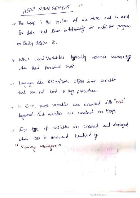 Heap Management In Compiler Construction Pdf