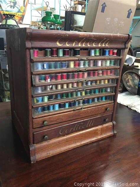 Antique Corticelli Spool And Thread Cabinet
