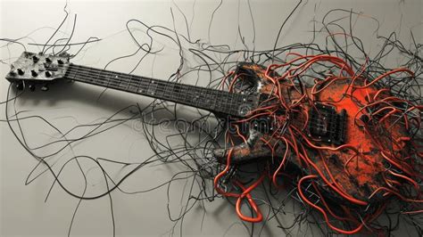 A Guitar Struggling To Keep Up With The Tempo Of The Band Its Strings Tangled In A Knot From All