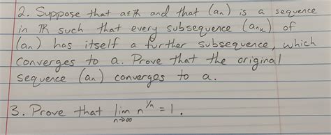 Solved 12 Suppose that aɛth and that an is a sequence Chegg com