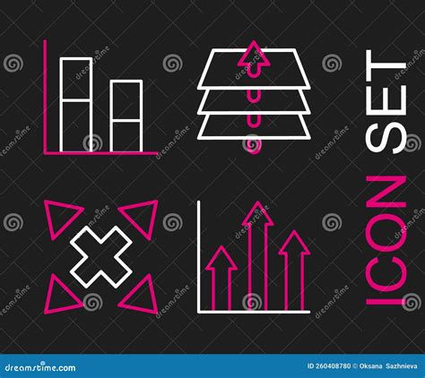 Set Line Pie Chart Infographic Many Ways Directional Arrow Layers And Graph Chart Diagram