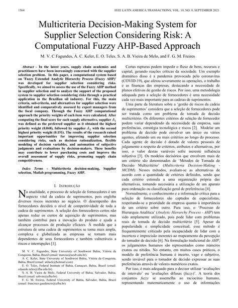 Pdf Multicriteria Decision Making System For Supplier Selection Considering Risk A