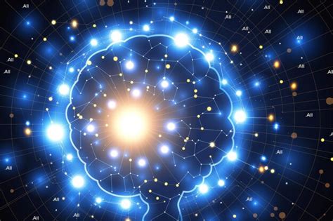 Ai Brain With Neural Network Futuristic Technology Blue And White Lights Digital Innovation