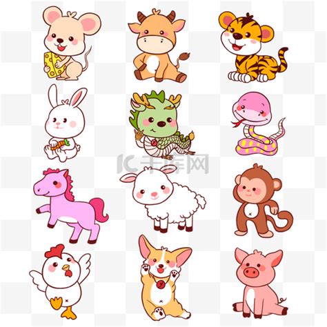 鼠牛虎兔龙蛇马羊猴鸡狗猪图片 鼠牛虎兔龙蛇马羊猴鸡狗猪图片素材免费下载 千库网