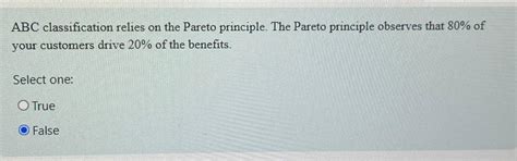 Solved Abc Classification Relies On The Pareto Principle