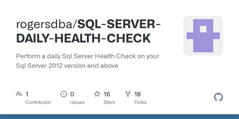 Github Rogersdbasql Server Daily Health Check Perform A Daily Sql