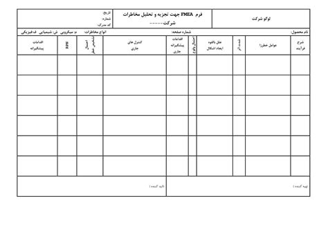فرم ارزیابی مخاطرات Fmea