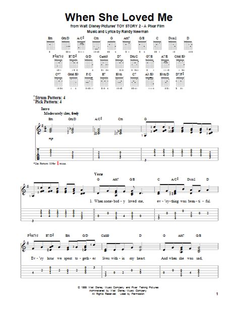 When She Loved Me From Toy Story 2 By Sarah Mclachlan Easy Guitar