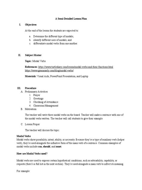 Deductive Semi Detailed Lesson Plan Pdf Verb Linguistics