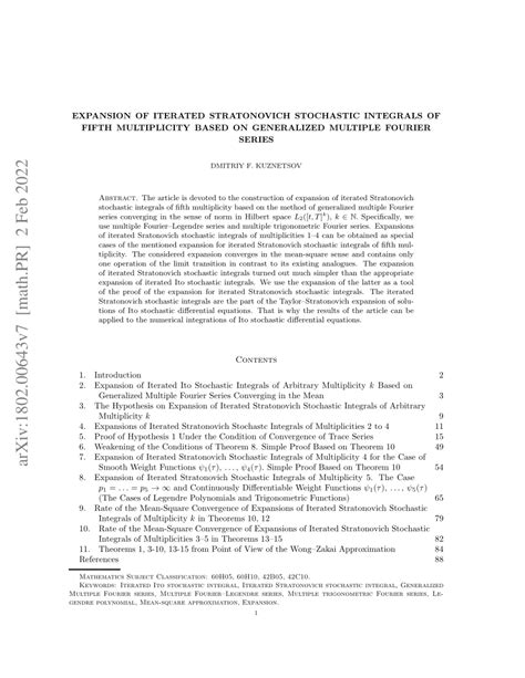 Pdf Expansion Of Iterated Stratonovich Stochastic Integrals Of Fifth