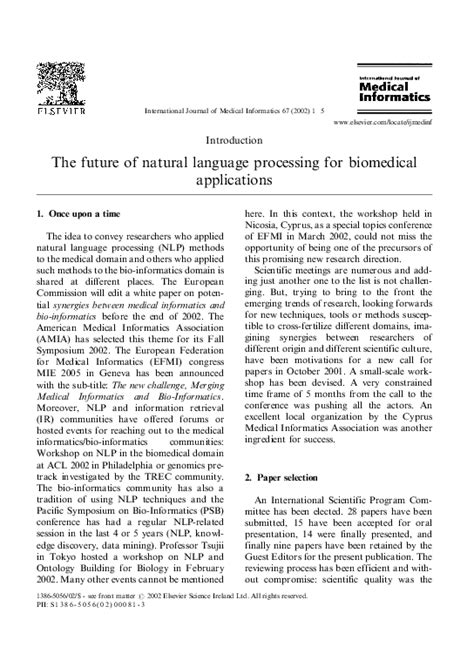 Pdf The Future Of Natural Language Processing For Biomedical Applications