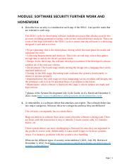 CIS HW Secure Software Docx MODULE SOFTWARE SECURITY FURTHER WORK AND HOMEWORK