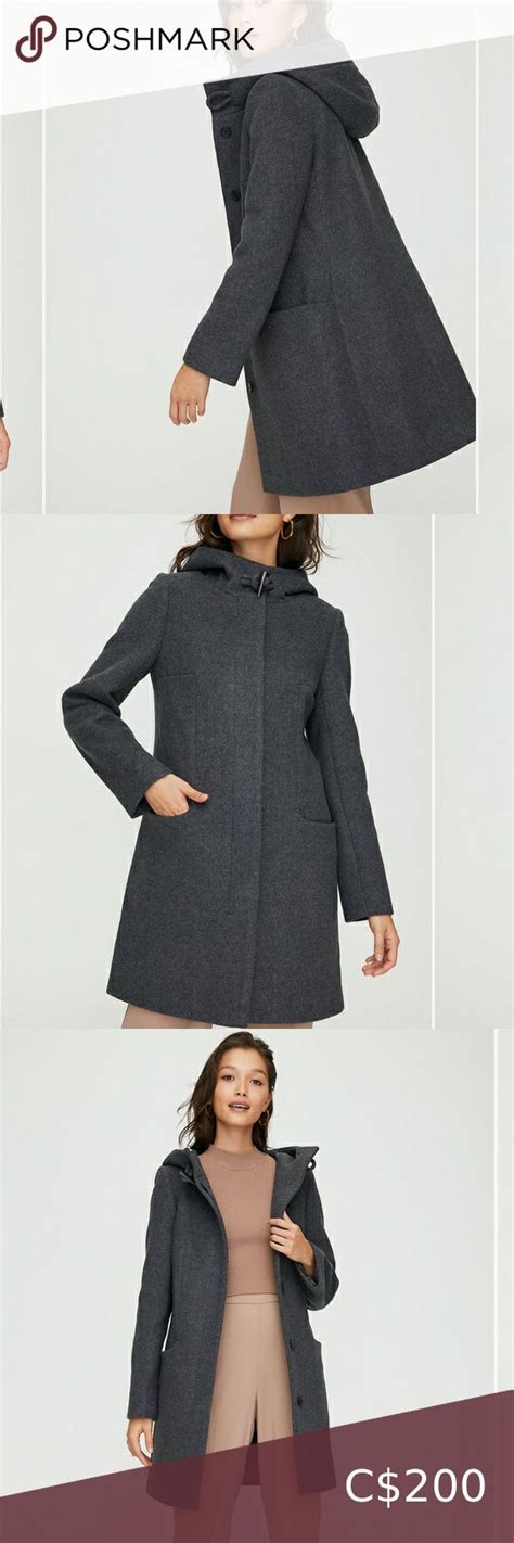 Aritzia Babaton Pearce Wool Coat With Hood In Grey Alpaca Coat Hooded