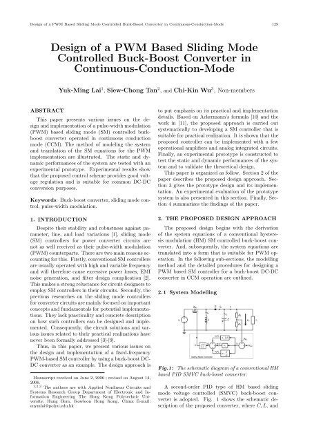 Design Of A Pwm Based Sliding Mode Controlled Buck Boost