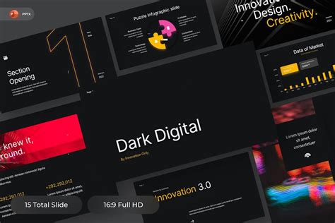 Темные цифровые технологии Шаблон Powerpoint для бизнеса Шаблоны презентаций Включая бизнес