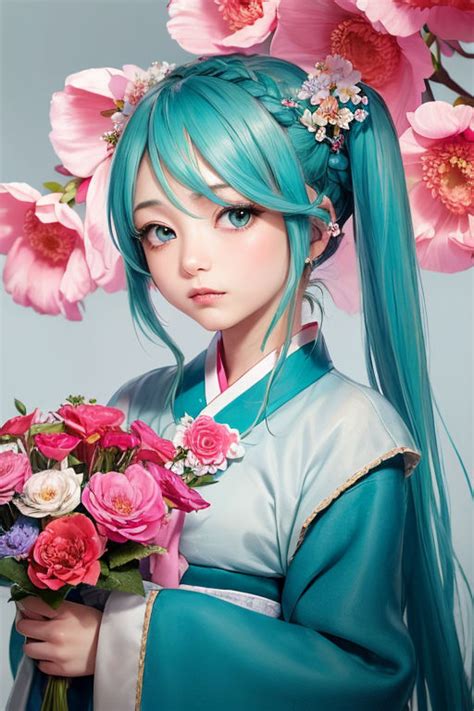 Ai Art Hatsune Miku With Bouquet By Kowaiihamster On Deviantart