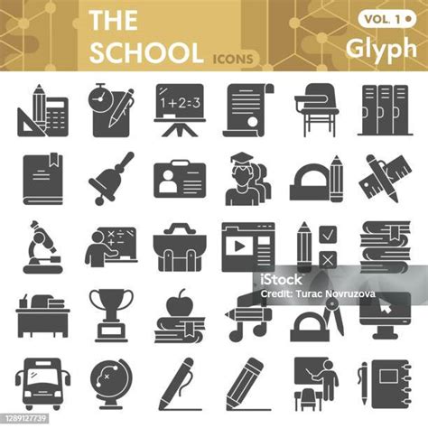 학교 솔리드 아이콘 세트 교육 기호 컬렉션 또는 스케치 웹 및 응용 프로그램에 대한 남학생 도구 글리프 스타일 표지판 흰색 배경에서 격리된 벡터 그래픽입니다 아이콘 세트에