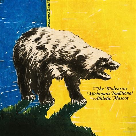 Historic 1927 Michigan Wolverine Mascot Art By Row One Brand Wall Art