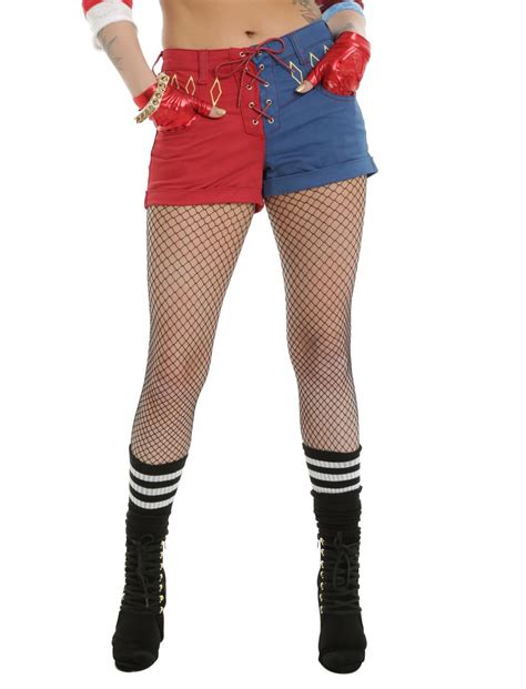 Dc Comics Suicide Squad Harley Quinn Lace Up Split Shorts Hot Topic