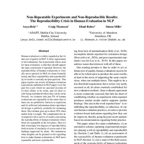 Non Repeatable Experiments And Non Reproducible Results The