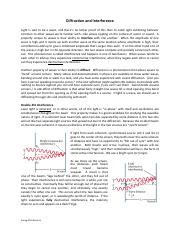 Lab Diffraction And Interference Diffraction And Interference Light Is Said To Be A Wave