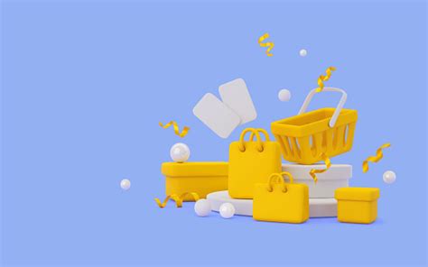 연단에 3d 쇼핑 카트 쇼핑 백과 선물 상자 할인 블랙 프라이데이 전자 상거래의 개념 블랙프라이데이에 대한 스톡 사진 및 기타 이미지 Istock